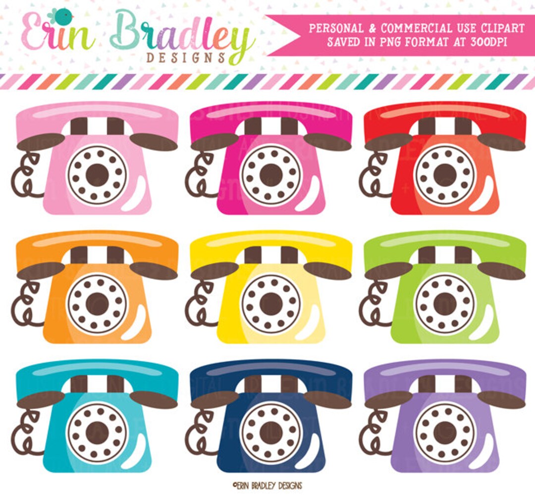 Telephone Clipart Graphics Phone Clip Art Personal & Commercial Use - Etsy