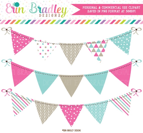 Pink and Blue Clipart Banners Commercial Use Clipart with | Etsy