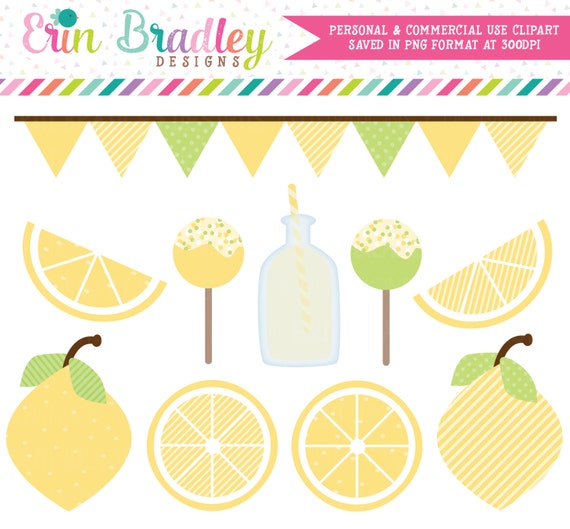 Lemons and Lemonade Clipart Graphics Commercial Use Digital Clip Art by ...