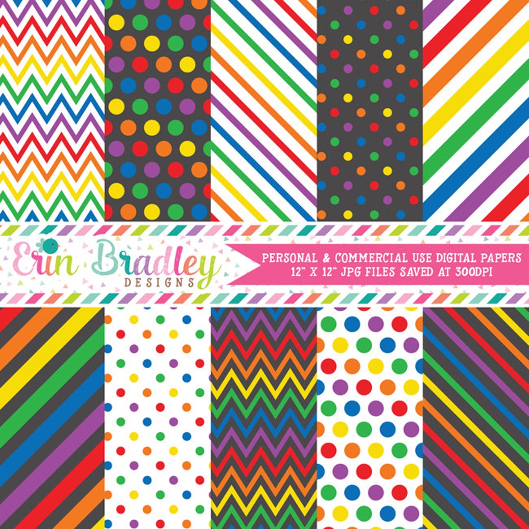 Rainbow Digital Paper Pack Rainbow Patterns Digital Scrapbook Papers ...