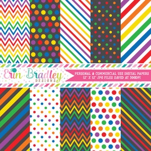 Rainbow Digital Paper Pack Rainbow Patterns Digital Scrapbook Papers ...
