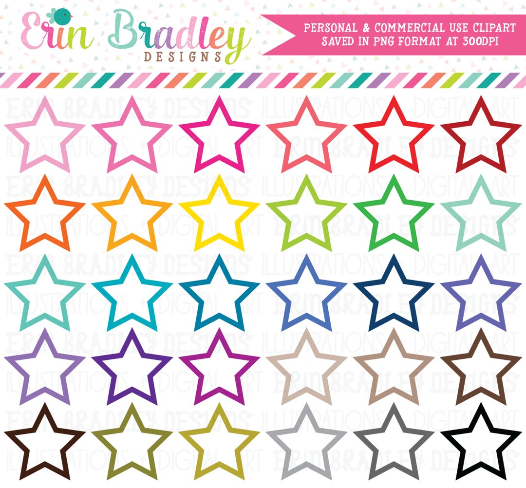 Star Frames Clipart Graphics Instant Download Shape Clipart Personal ...