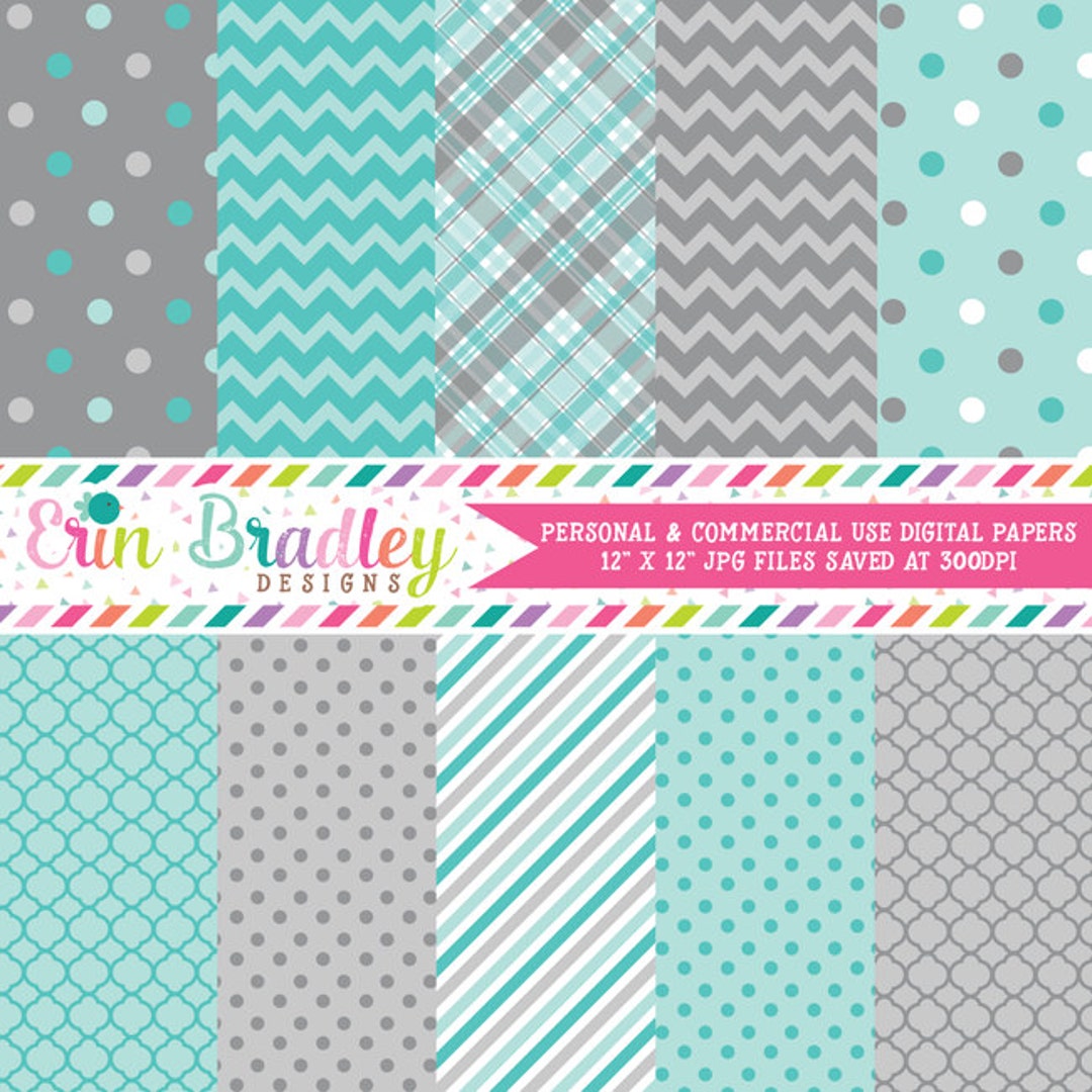 Digital Scrapbook Papers Personal and Commercial Use Blue and Grey ...