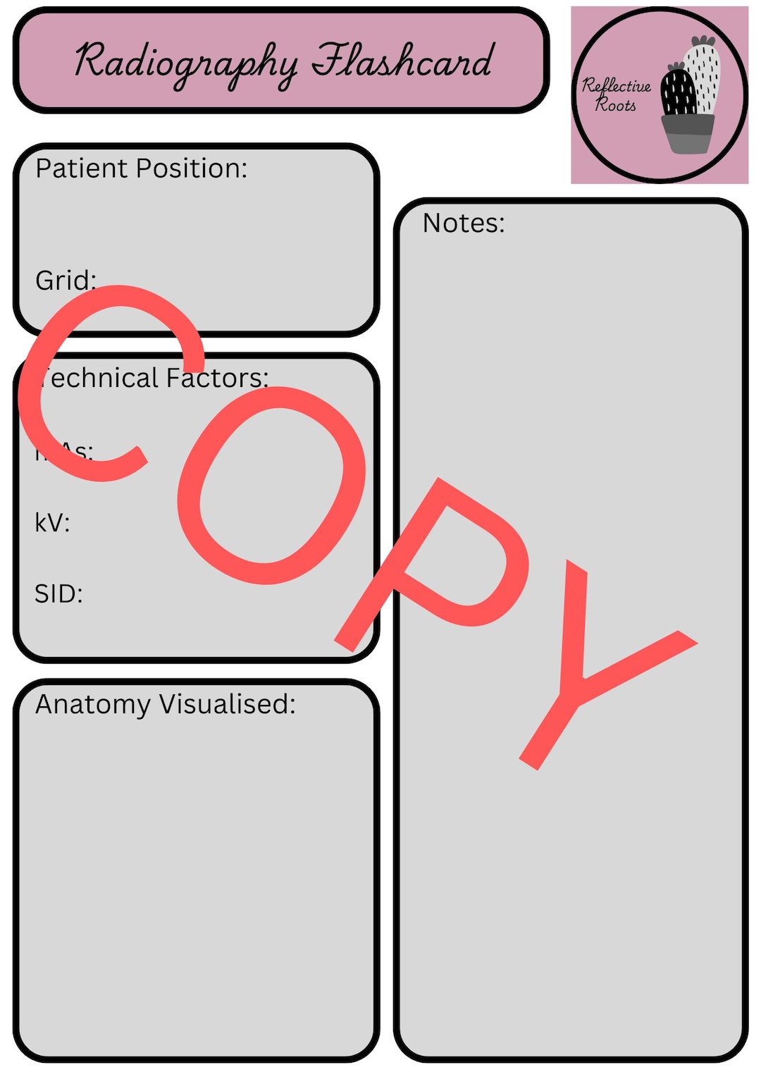 Radiography Flashcard Positioning Revision Cards Digital Download ...
