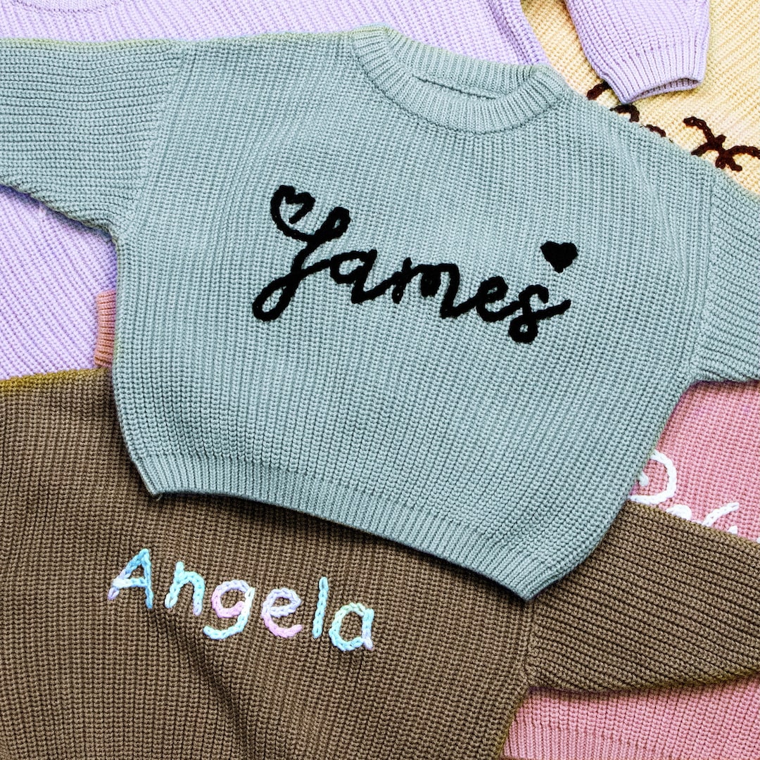 Personalized Fall Name Sweaters, Embroidered Kids Sweaters, Custom Baby ...