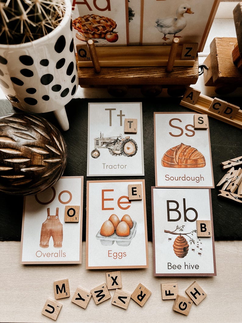 Alphabet Flashcards Homestead Themed - Etsy