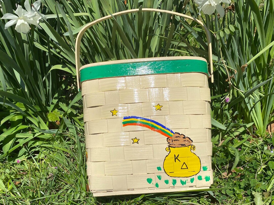 RARE Vintage Kappa Delta Basket Purse, Hand Painted Woven Wooden ...