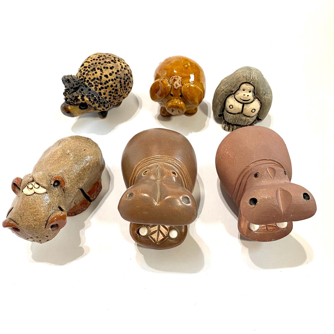 Choice Artesania Rinconada Uruguay Pottery Hippo, Gorilla, Hedge Hog ...