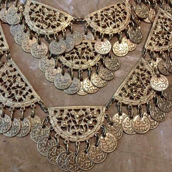 NAPIER Arabian Coin Bib Necklace, Runway Gold Tone Da… - Gem
