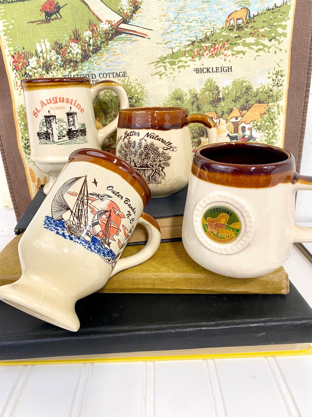 Choice 1970s Souvenir Coffee Mugs, Pedestal St Augustine FL Stoneware ...