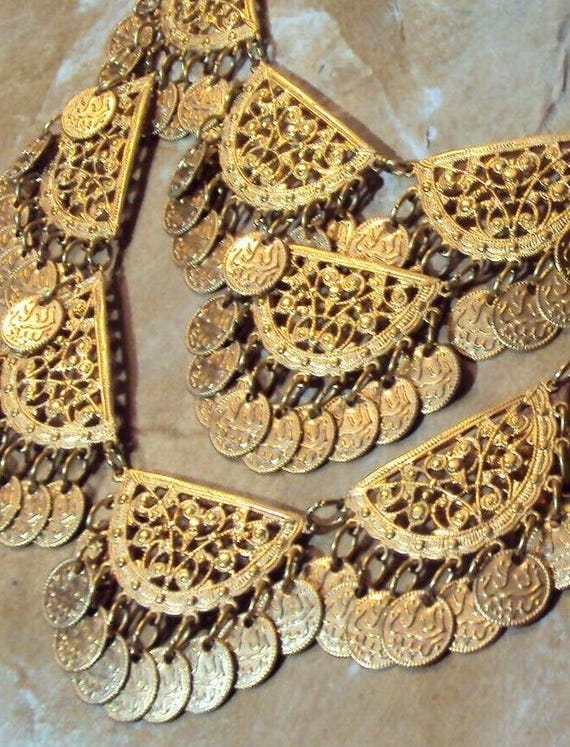 NAPIER Arabian Coin Bib Necklace, Runway Gold Tone Da… - Gem