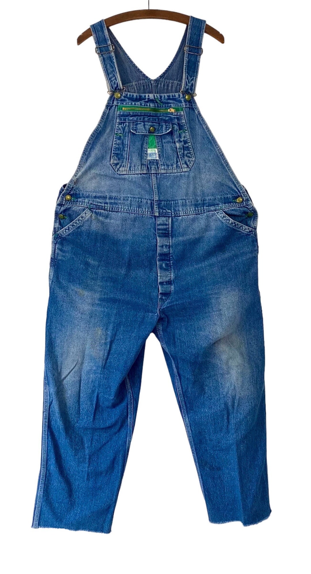 Vintage Distressed Liberty Bib Overalls Stonewashed Ripped Frayed Denim ...