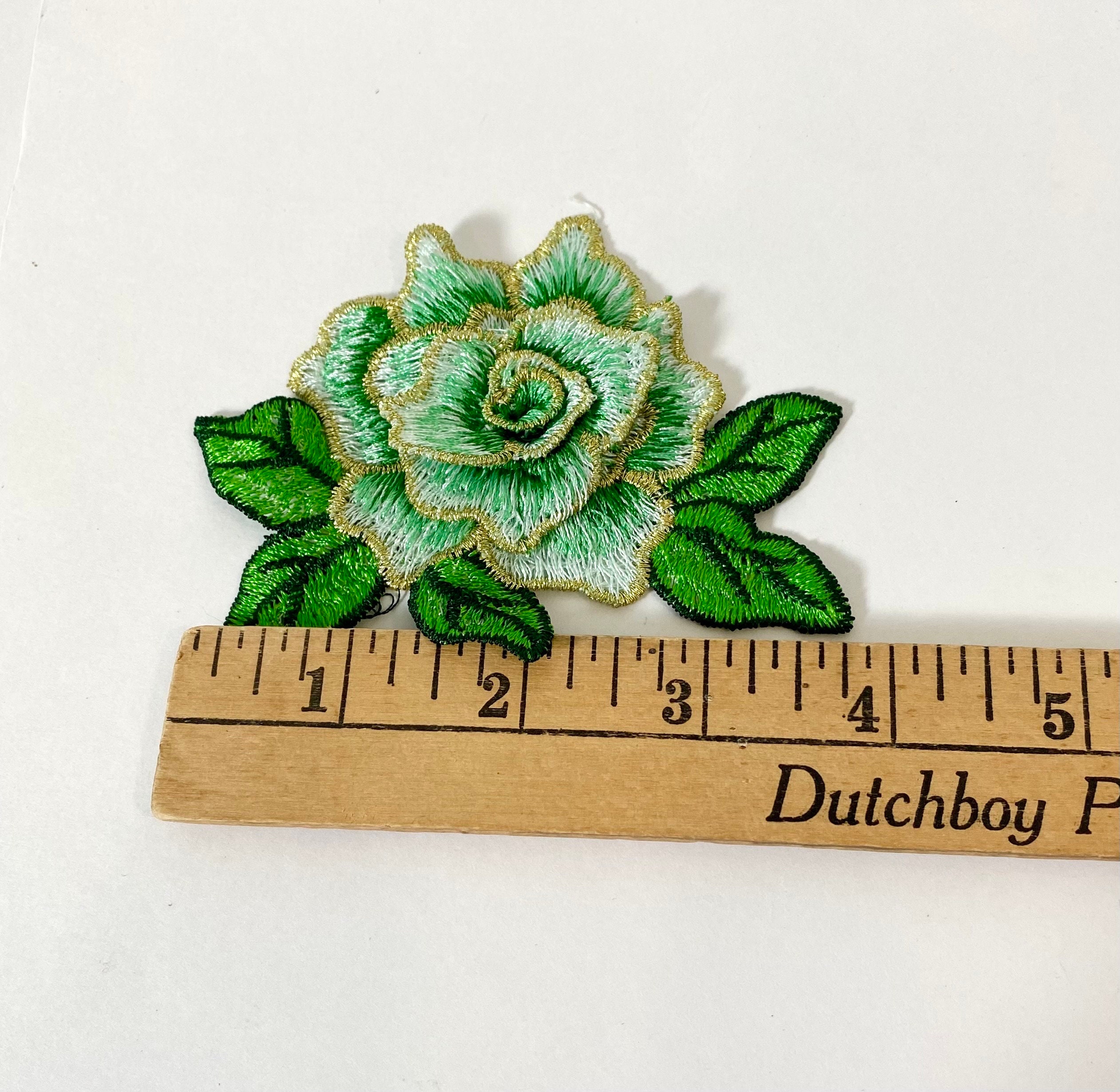 Rose Flower Patch With Blue, Yellow, Teal , Cream, or Black With Green ...