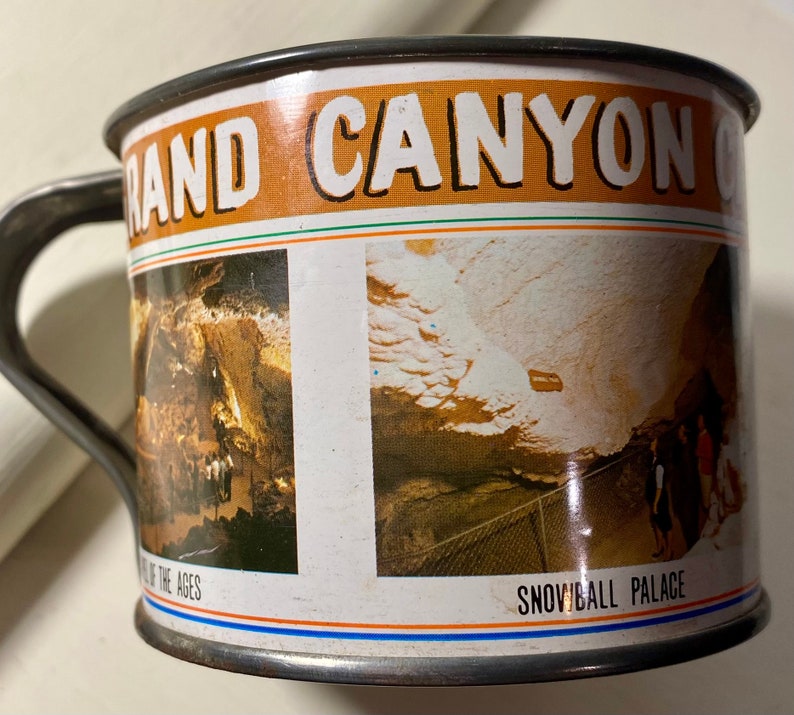 Vintage Grand Canyon Caverns Arizona Tin Cup Memorabilia Tourist ...