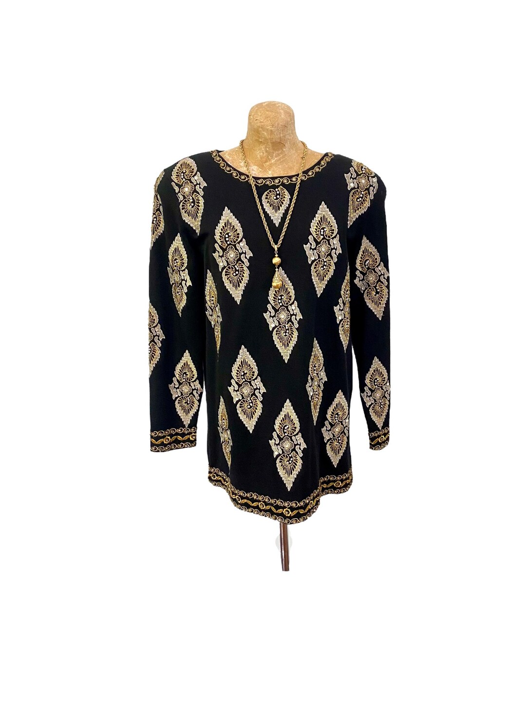 Fabulous Vintage Gold & Silver Metallic Thread Sequin Wool Sweater ...