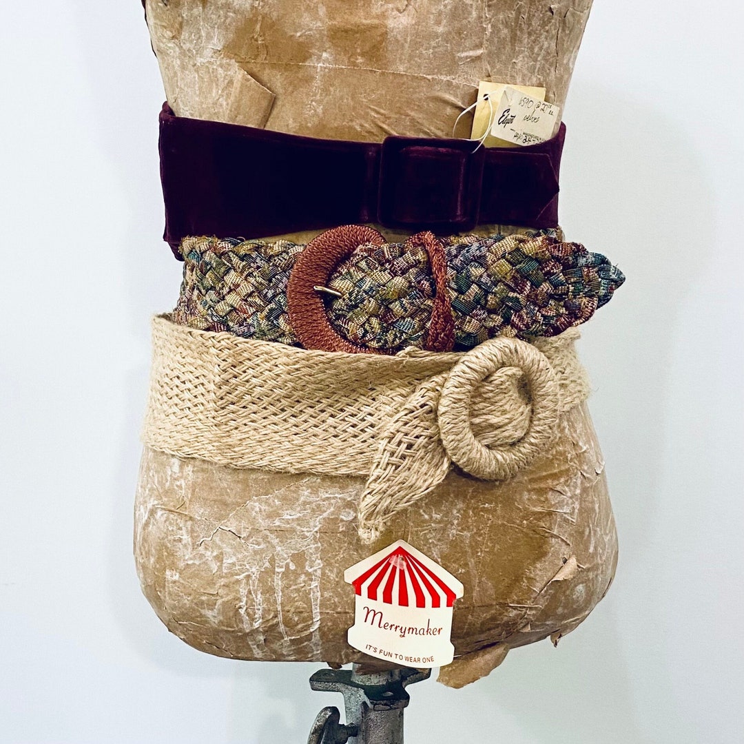 Wide Tapestry / Jute / Velvet Cummerbund Cinch Belt / NOS Vintage ...