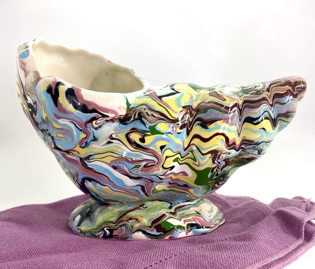 WILD~ Multi-color Conch Shell Planter / Vase Vintage Handmade Studio ...