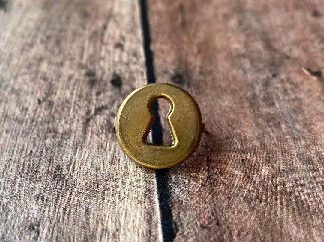 Raw Brass Keyhole Escutcheon, Vintage Stampings for Jewelry Box ...
