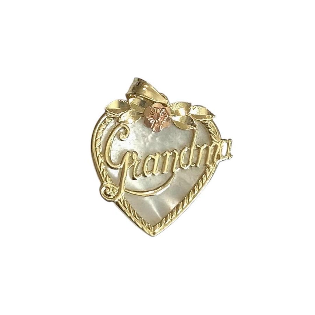 Estate 14K Yellow Gold Grandma Heart Pendant, Mother of Pearl Rose Gold ...