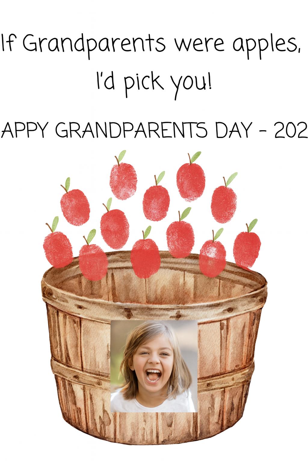 Grandparents Day Craft | Printable Card | Fingerprint Apple Basket ...
