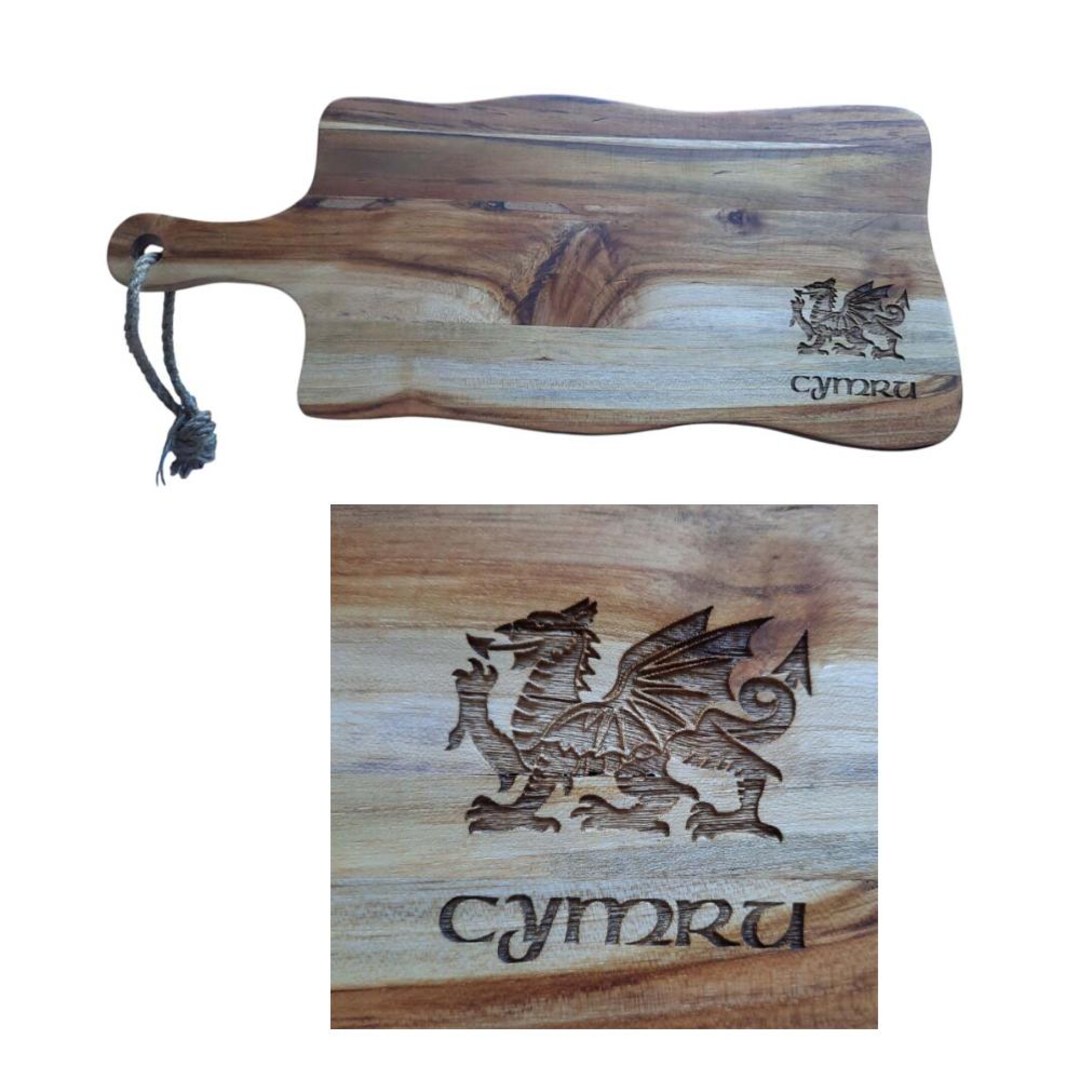 Solid Wood Chopping Board - Welsh Dragon Design - Crafted in Wales ...
