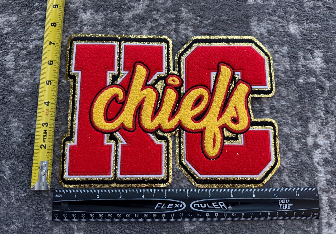 KC Chiefs Chenille and Glitter Border X-large Iron on Patch - Etsy