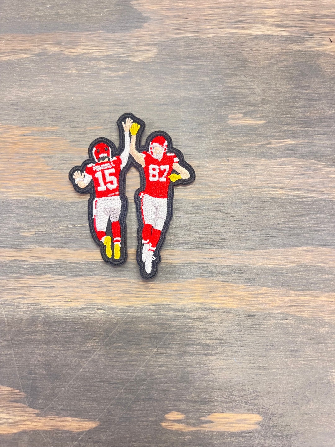 Mahomes 15 and Kelce 87 High Five Iron-on Patch - Etsy