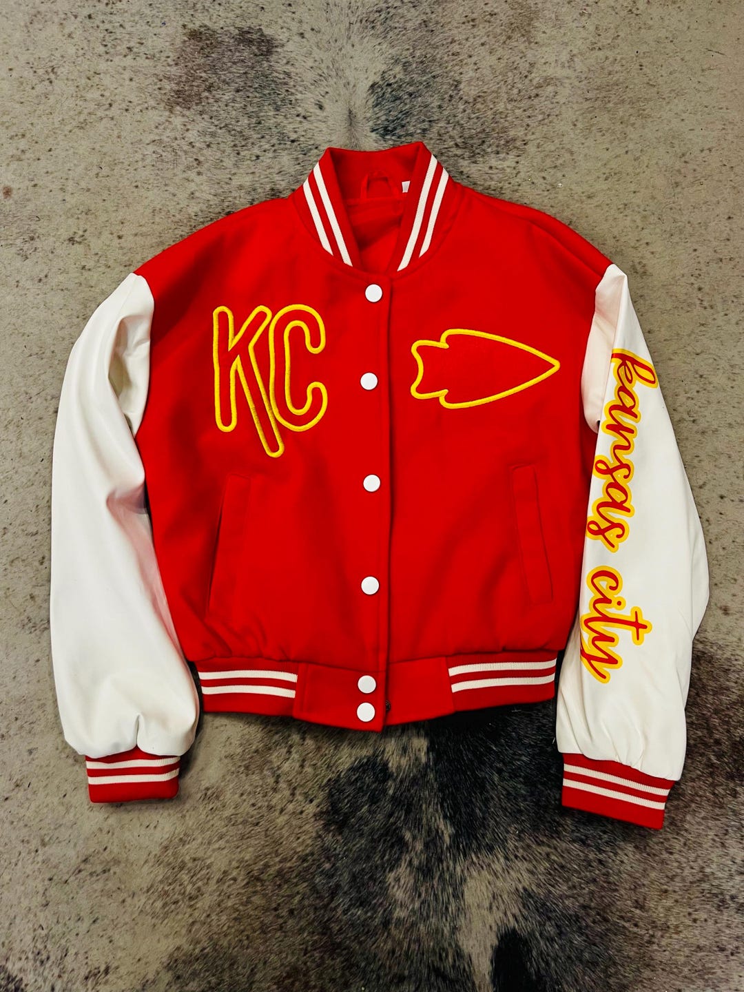 KIDS Chiefs Embroidered Varsity Jacket - Etsy