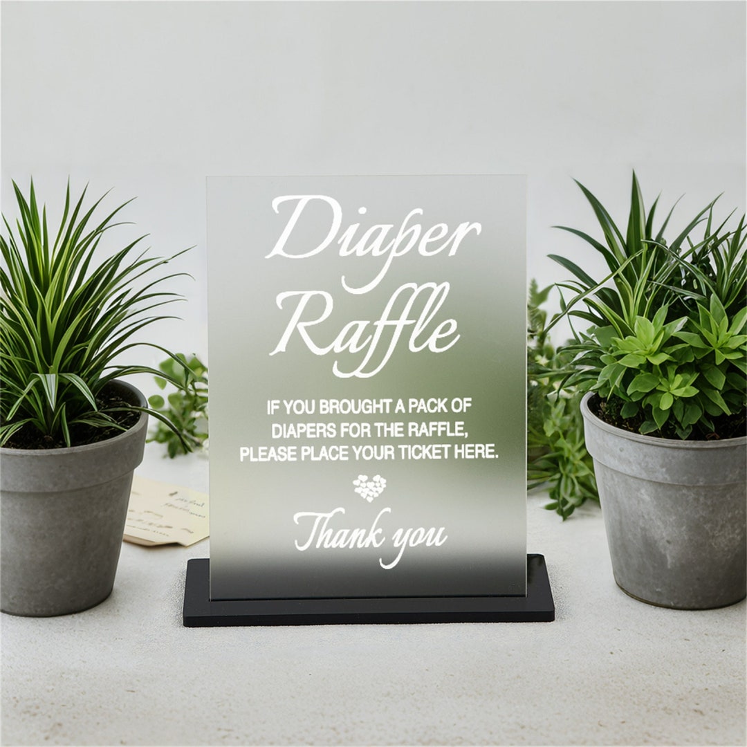 Acrylic Diaper Raffle Sign, Minimalist Baby Shower Game Sign, Gender ...