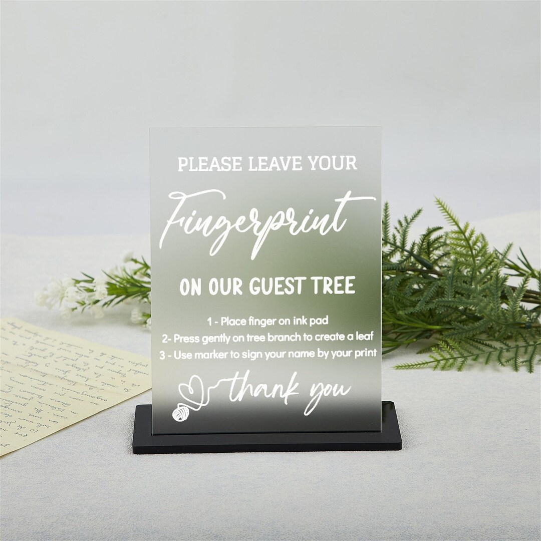 Please Leave Your Fingerprint Sign, Fingerprint Guestbook Sign, Acrylic ...