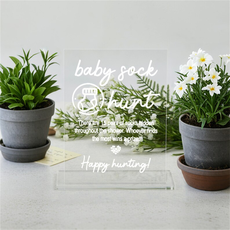 Baby Sock Hunt Sign, Baby Shower Game Sign, Find the Socks Game, Gender ...