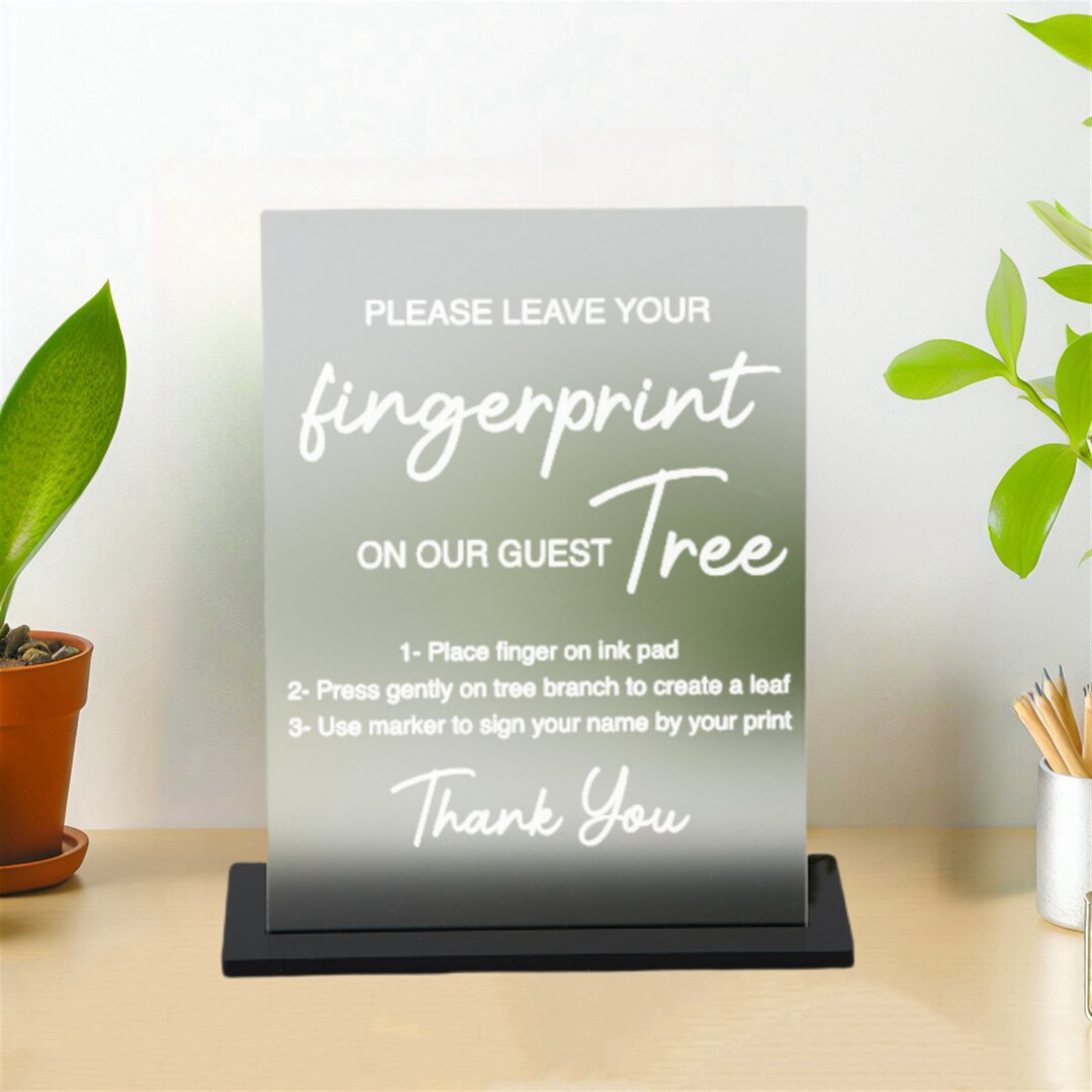 Please Leave Your Fingerprint Sign, Fingerprint Guestbook Sign, Acrylic ...