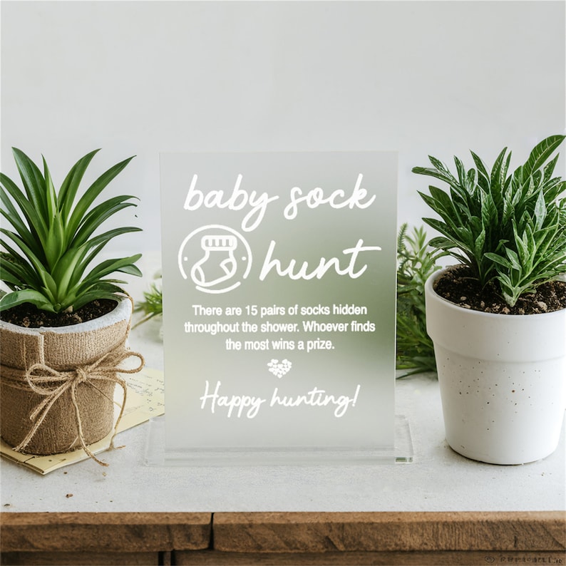 Baby Sock Hunt Sign, Baby Shower Game Sign, Find the Socks Game, Gender ...