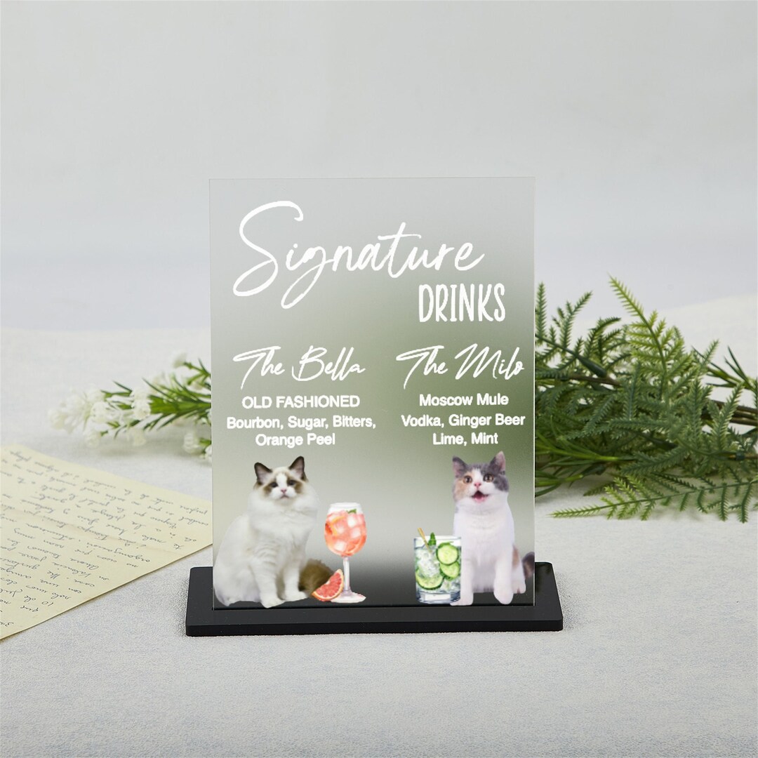 Custom Cat Signature Drink Sign,pet Signature Drink Menu Bar Menu Drink ...