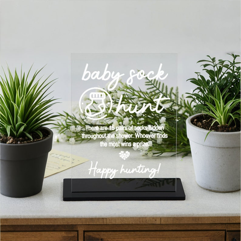 Baby Sock Hunt Sign, Baby Shower Game Sign, Find the Socks Game, Gender ...