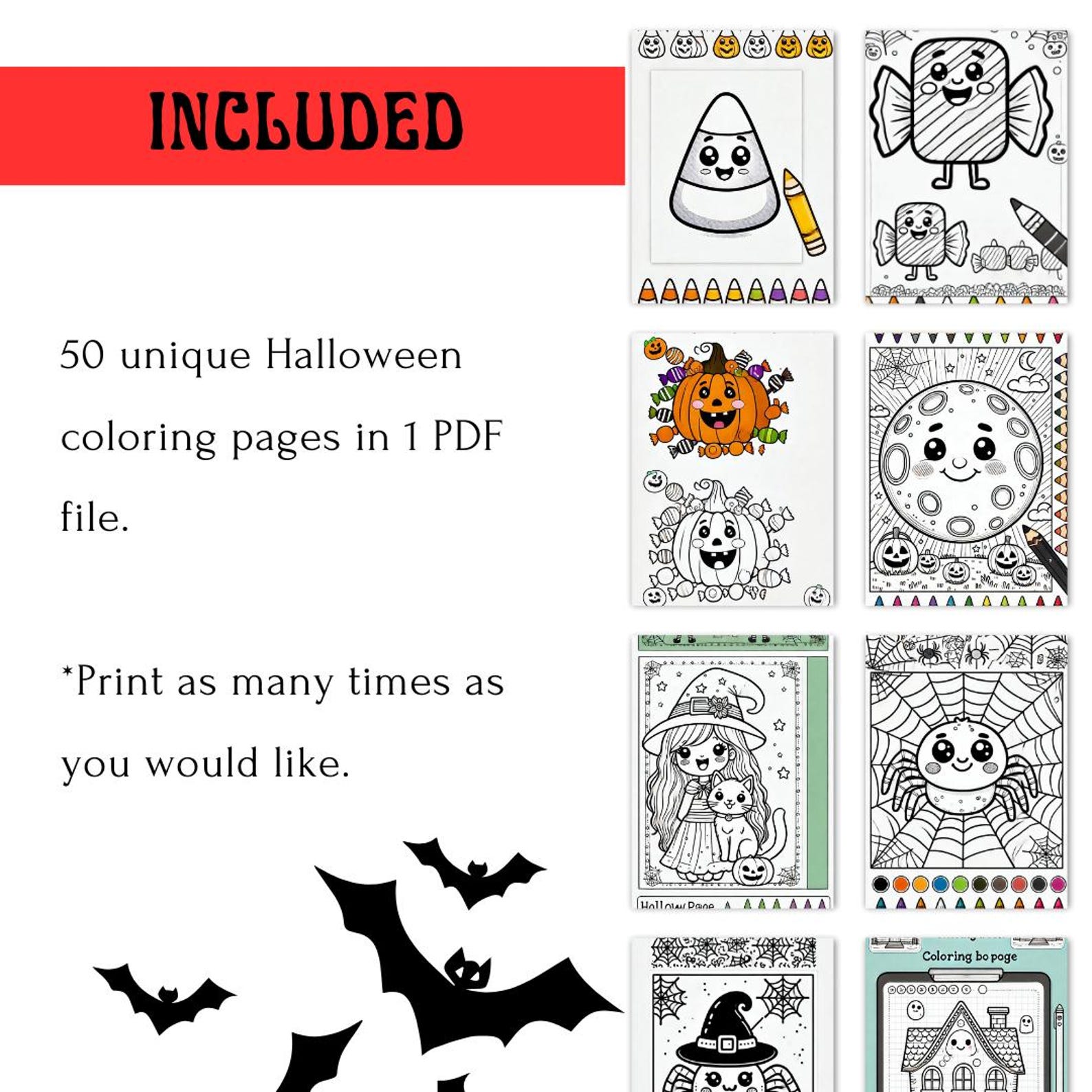 50 Spooky Cozy Coloring Sheets | Halloween Printable Book Bundle for ...