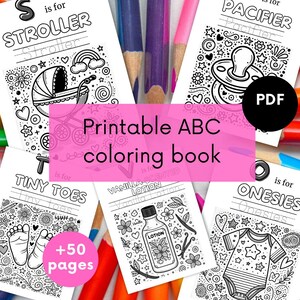Baby's First ABC Baby Shower Coloring Book | Food & Animals Pages ...