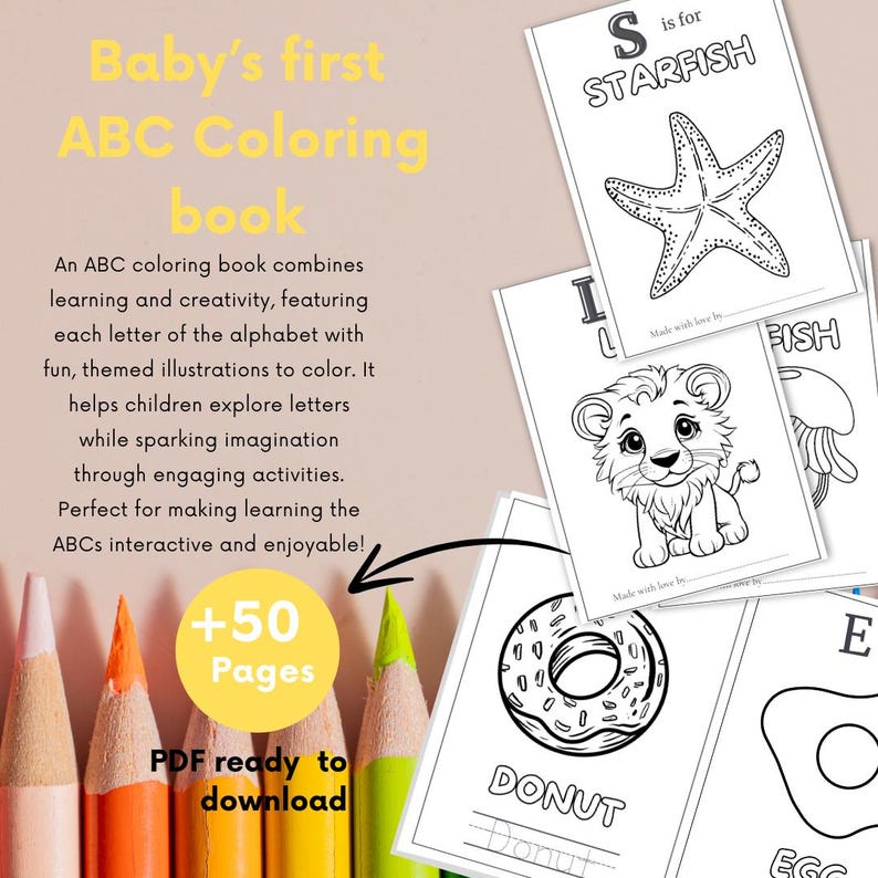 Baby's First ABC Baby Shower Coloring Book | Food Animals Pages ...