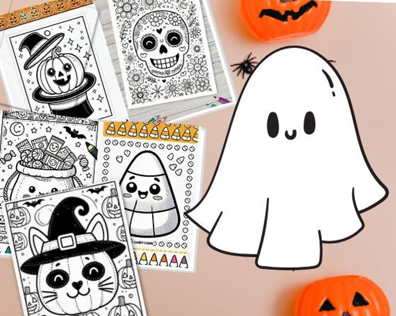50 Spooky Cozy Coloring Sheets Halloween Printable Book Bundle for ...