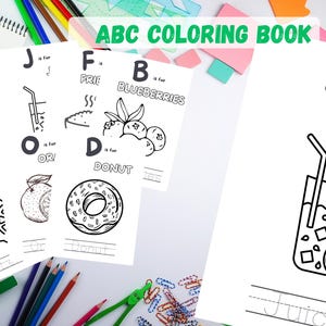 ABC Coloring Book | Food Pages | Alphabet Kids Learning | Toddler ...