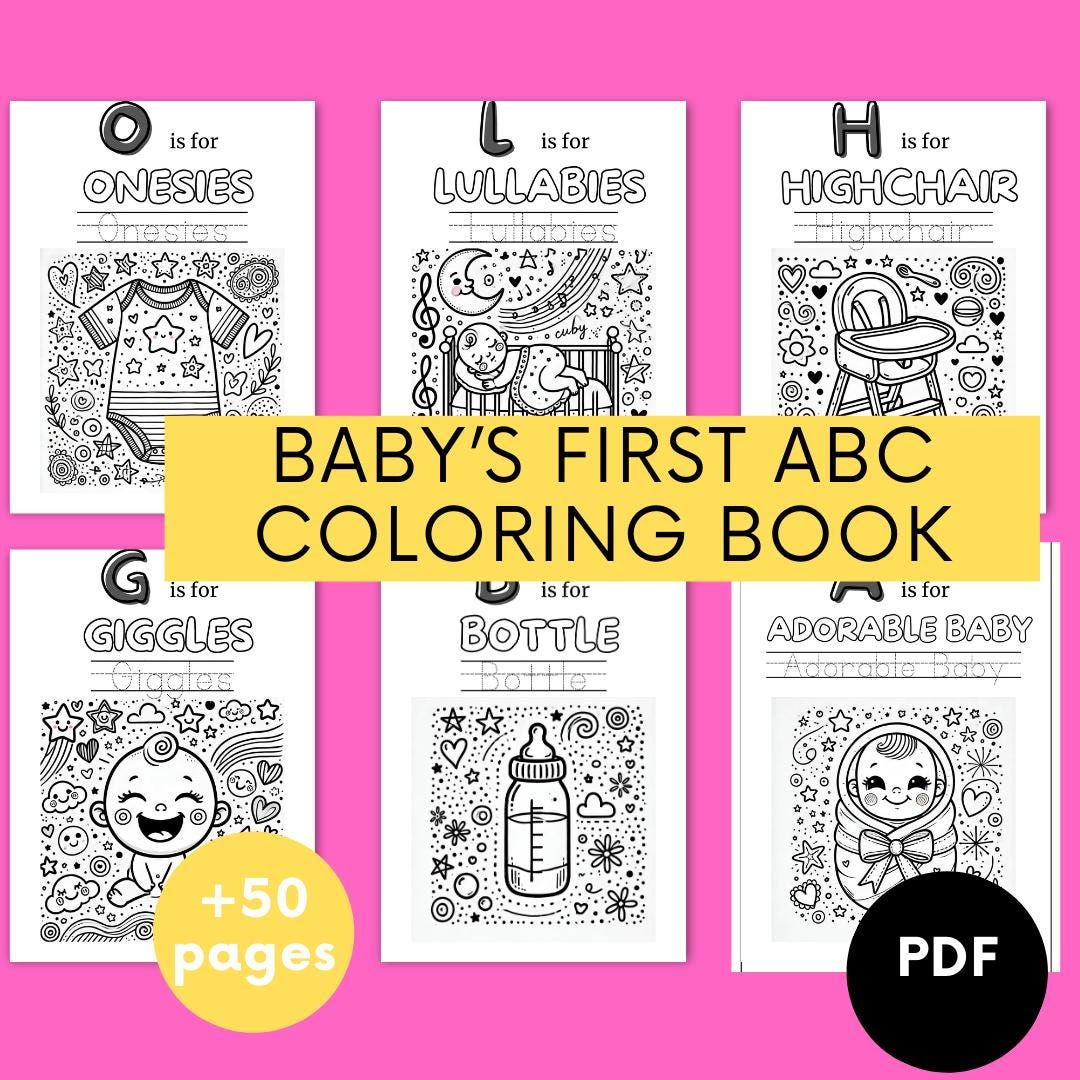 Baby's First ABC Baby Shower Coloring Book | Food & Animals Pages ...