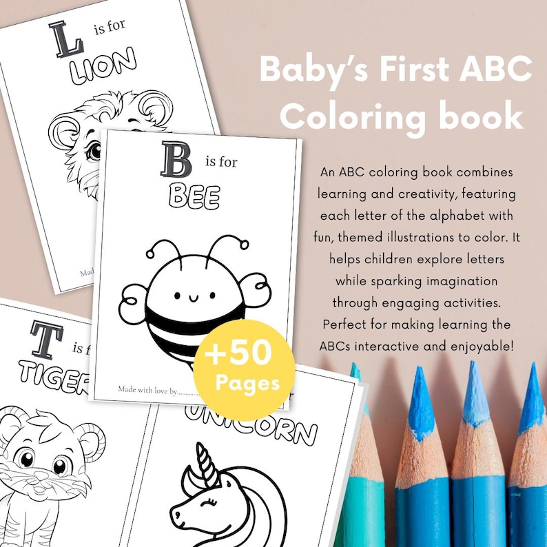 Baby's First ABC Baby Shower Coloring Book | Food Animals Pages ...