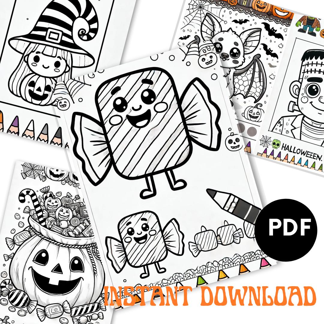 50 Spooky Cozy Coloring Sheets | Halloween Printable Coloring Book ...