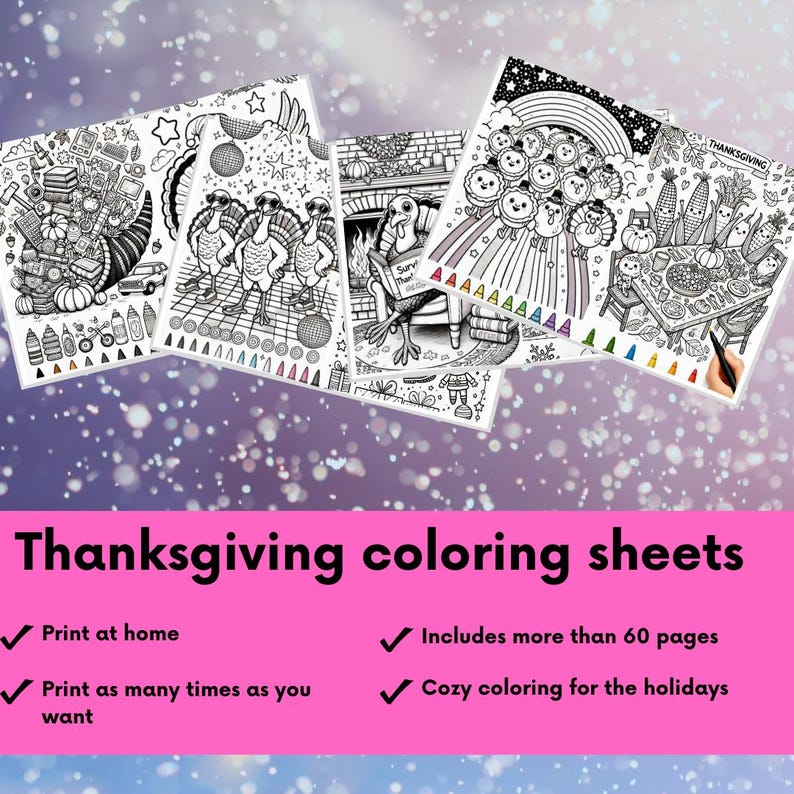 50-page Thanksgiving Kids Coloring Sheets | Fall Game Bundle for ...