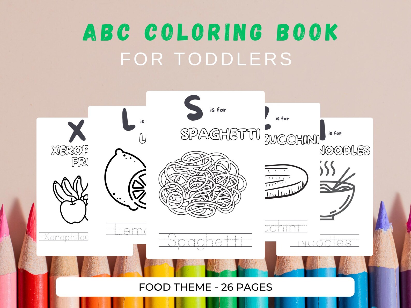 ABC Coloring Book | Food Pages | Alphabet Kids Learning | Toddler ...