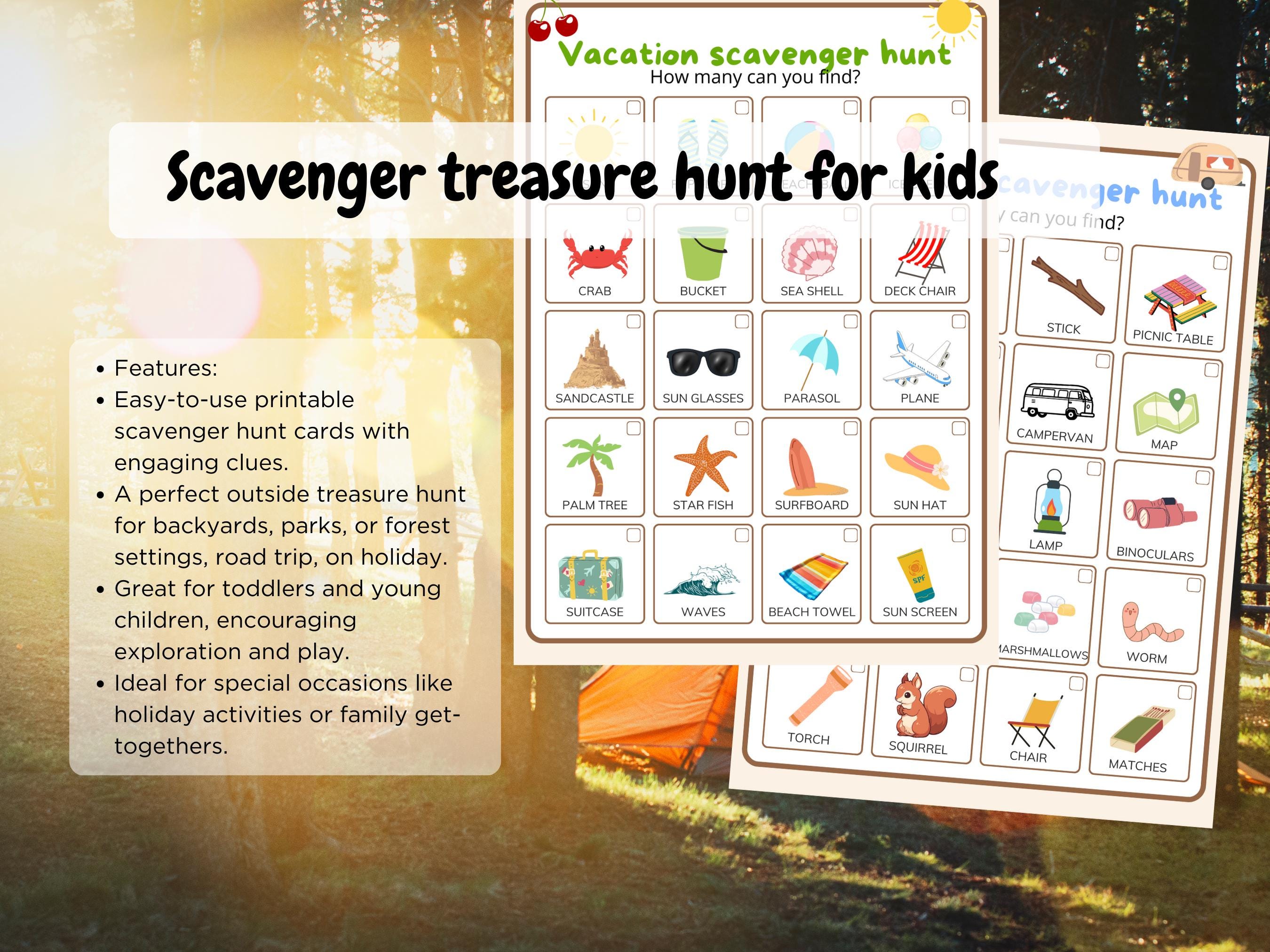Outside Scavenger Hunt for Kids | Treasure Hunt Clues | Nature Forest ...