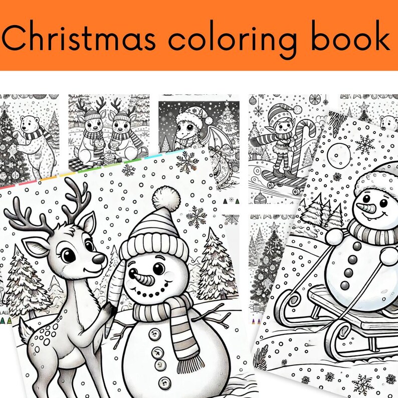 60-page Coloring Christmas Book for Kids | Xmas Coloring Sheets Toddler ...