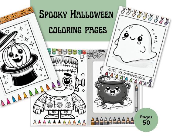 50 Printable Spooky Coloring Sheets for Toddlers | Halloween Bundle ...