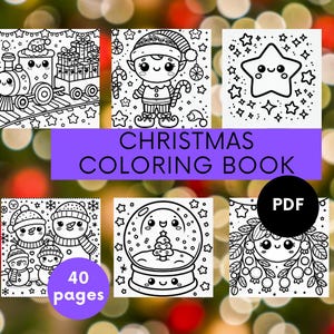 40-page Printable Coloring Christmas Book Kids | Xmas Sheets Toddler ...