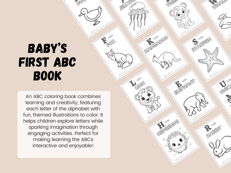 Baby's First ABC Baby Shower Coloring Book for Toddler | Kids Alphabet ...